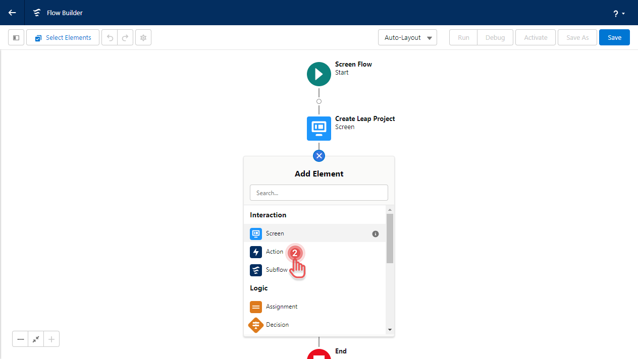 Creating a Leap Project in Flow Builder