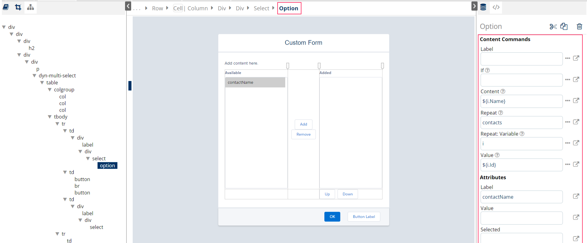 HTML Content Commands