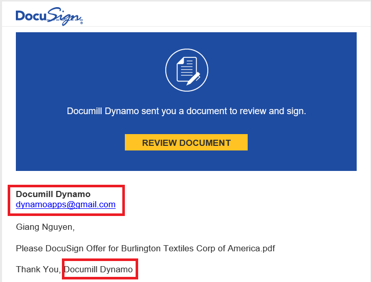 How to change sender information in DocuSign notification emails
