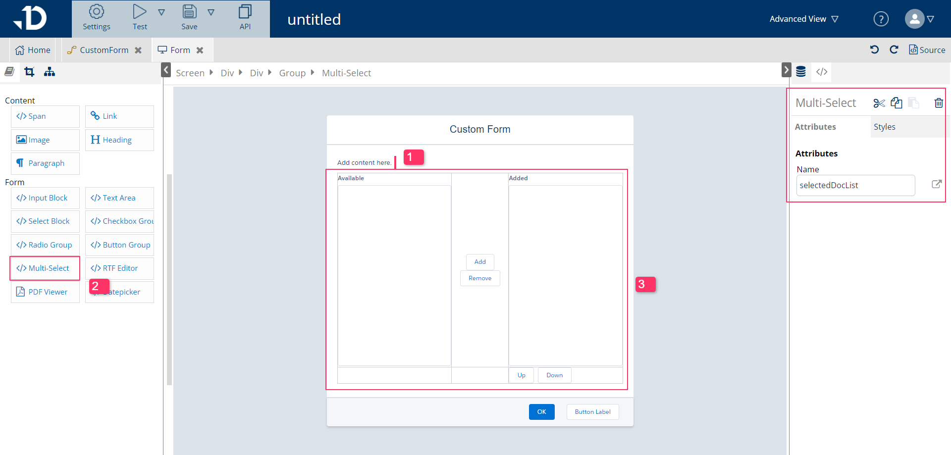 Designing Screens - Working with Multi-Select