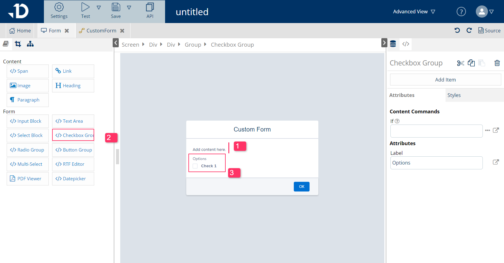 Designing Screens - Working with Checkbox