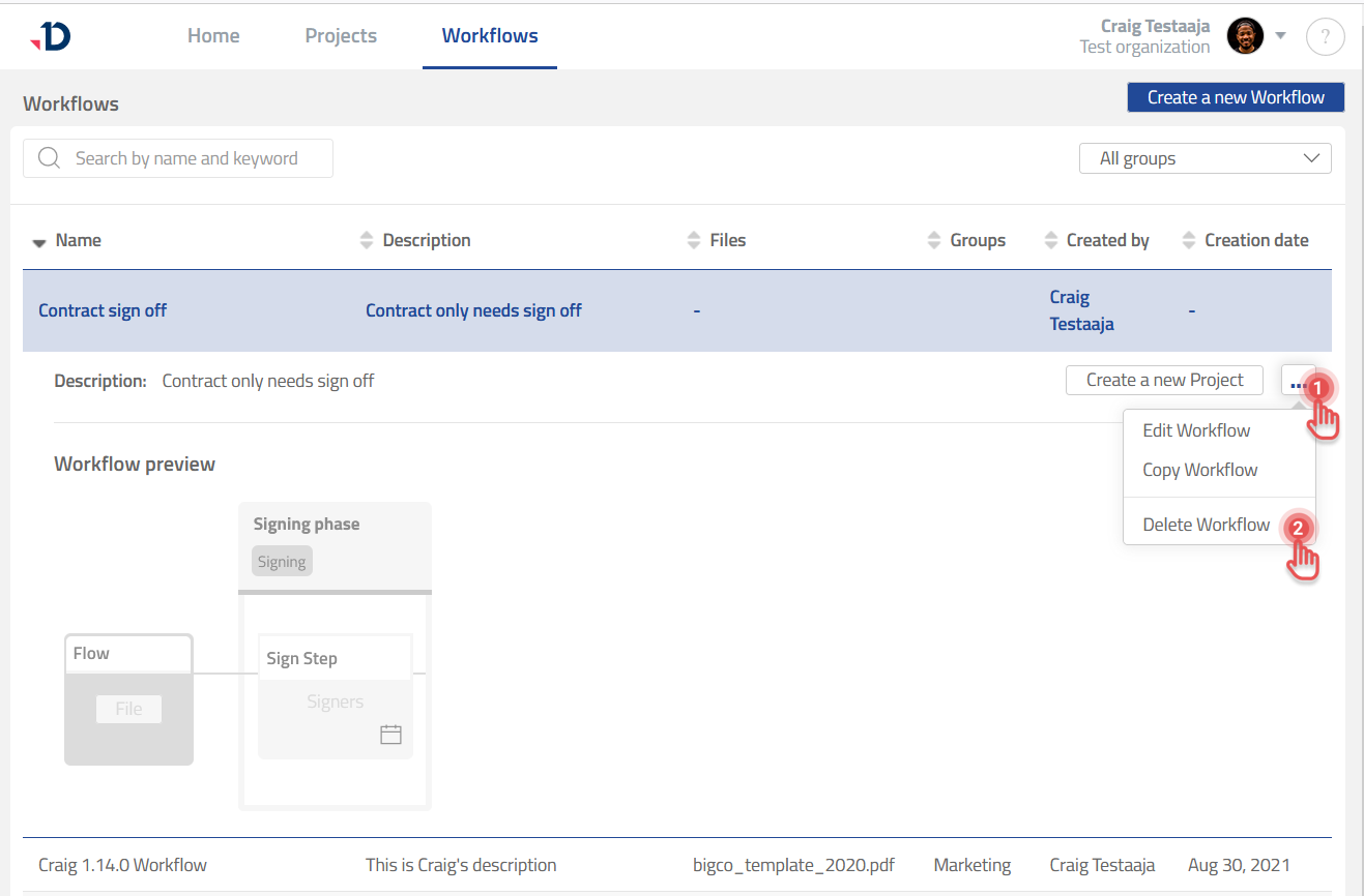 Delete a Workflow Template