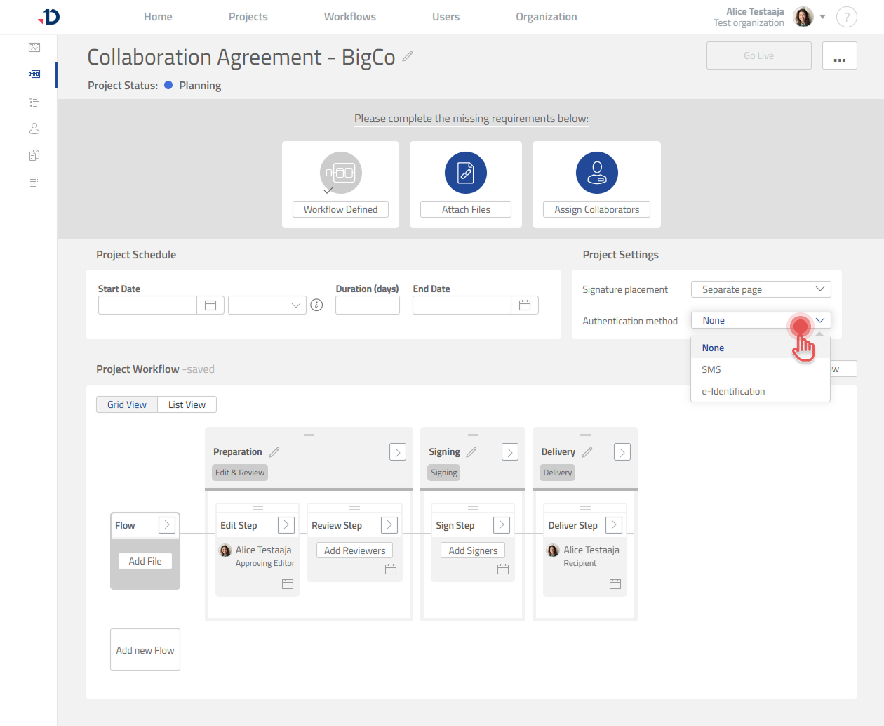 Preparing SMS Authentication
